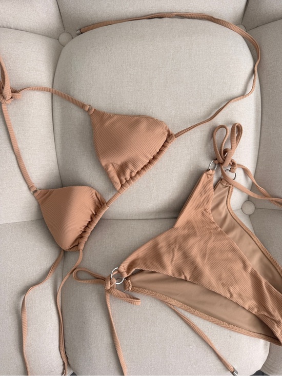 Mennillo Design | Swim | Triangle Tieside Bikini In Warm Tan | Poshmark